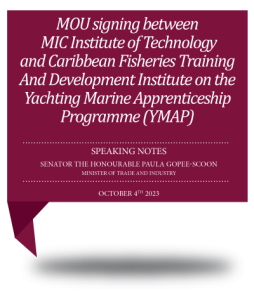 MOU Signing between MIC Institute of Technology and Caribbean Fisheries ...
